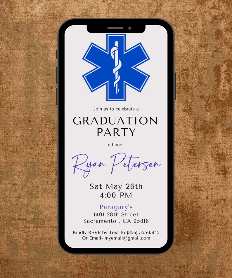 EMT Digital Graduation Party Invitation | EMT Party Evite | Editable ...