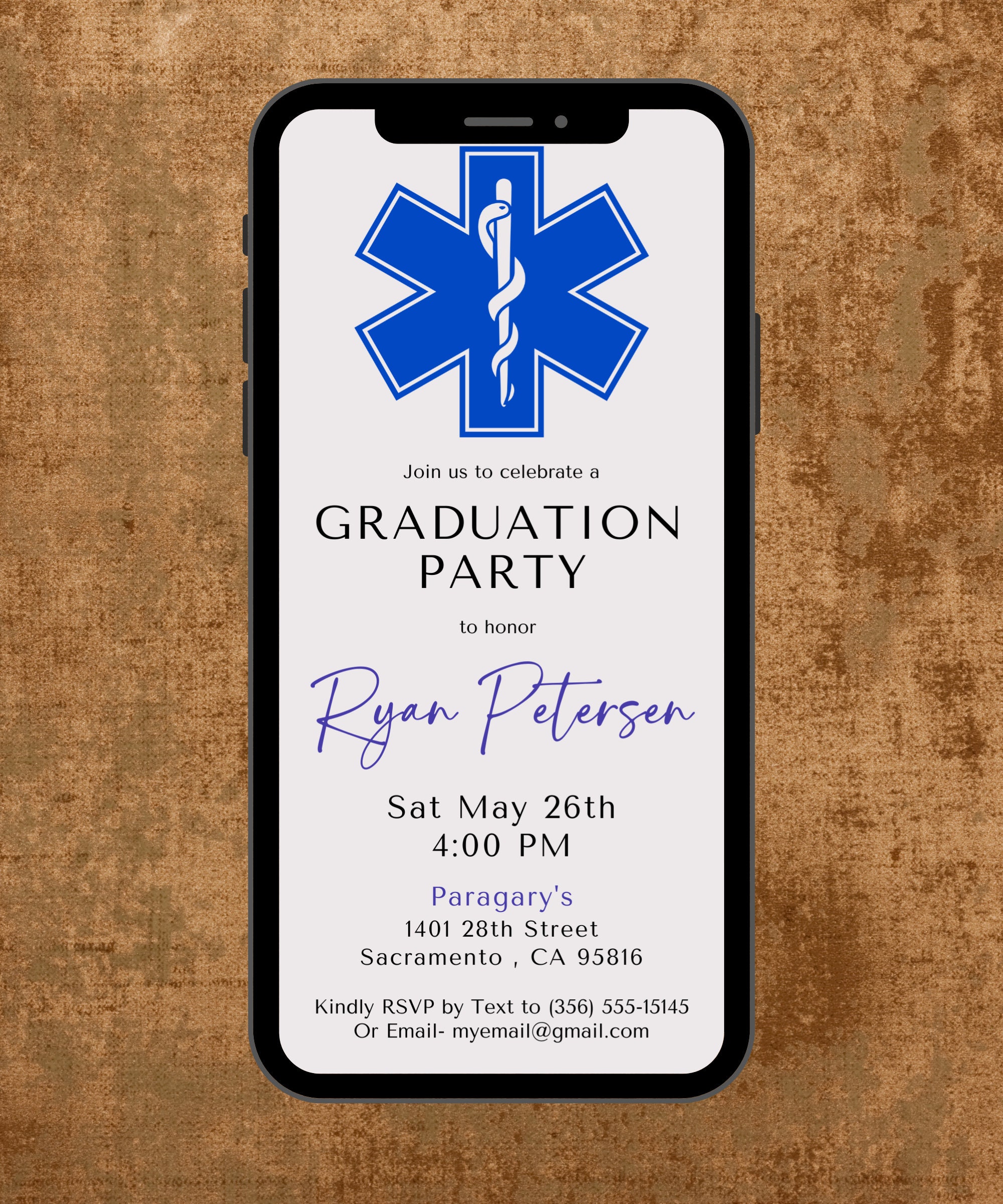 EMT Digital Graduation Party Invitation EMT Party Evite Editable ...
