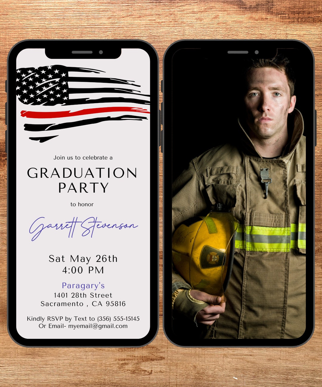Fireman Graduation Party Invitation | Fire Graduation | Fireman ...