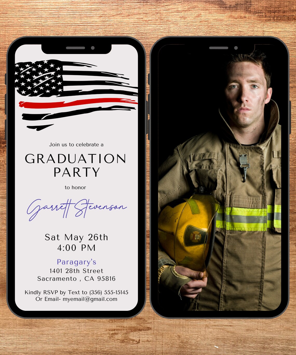 Fireman Graduation Party Invitation | Fire Graduation | Fireman ...