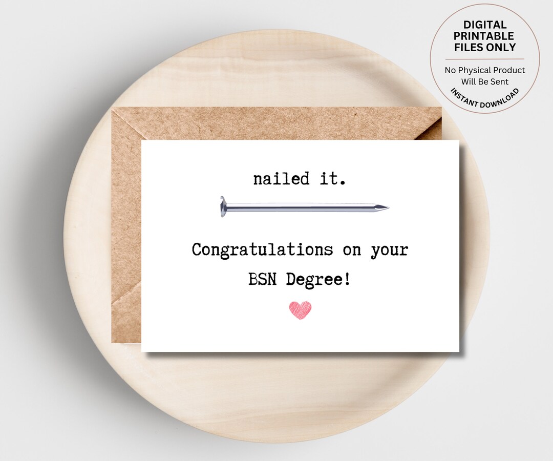 BSN Graduation Card | Printable Graduation Card | Folding Congrats ...