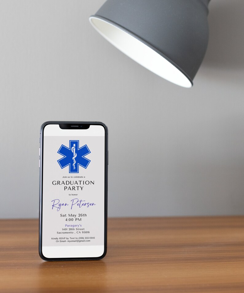 EMT Digital Graduation Party Invitation | EMT Party Evite | Editable ...