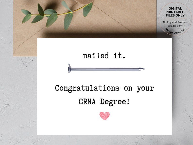 CRNA Graduation Card | Printable Graduation Card | Folding Congrats ...