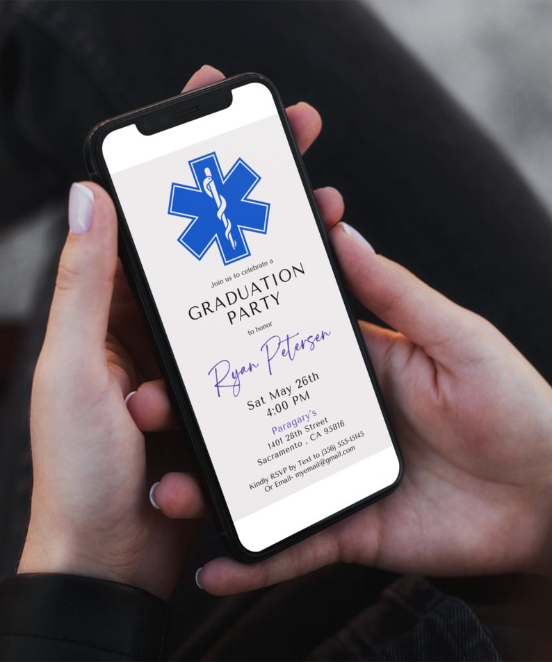 EMT Digital Graduation Party Invitation | EMT Party Evite | Editable ...