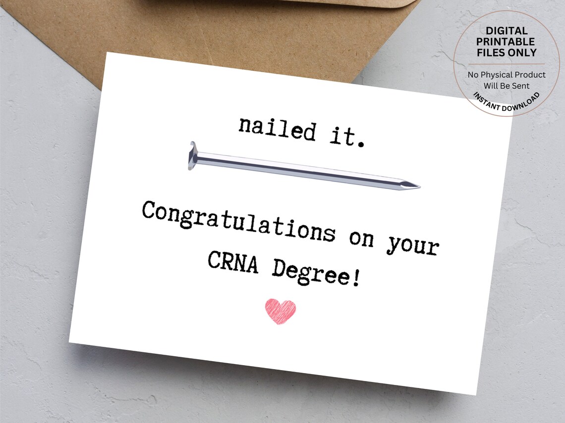 CRNA Graduation Card | Printable Graduation Card | Folding Congrats ...