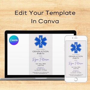 EMT Digital Graduation Party Invitation | EMT Party Evite | Editable ...