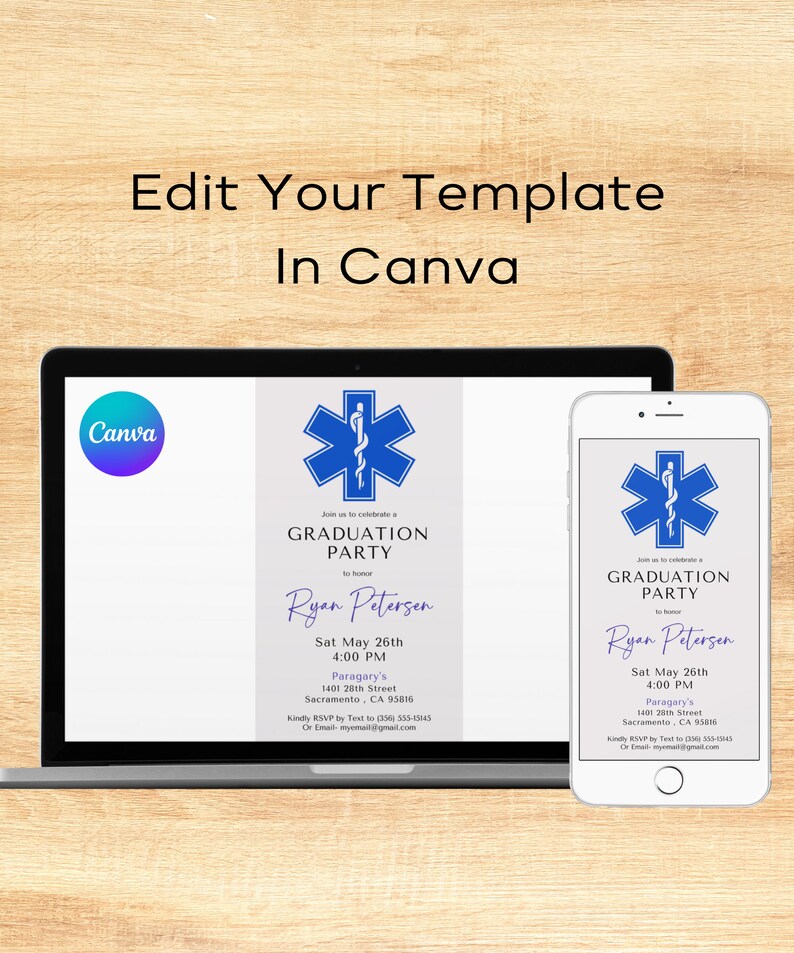 EMT Digital Graduation Party Invitation | EMT Party Evite | Editable ...