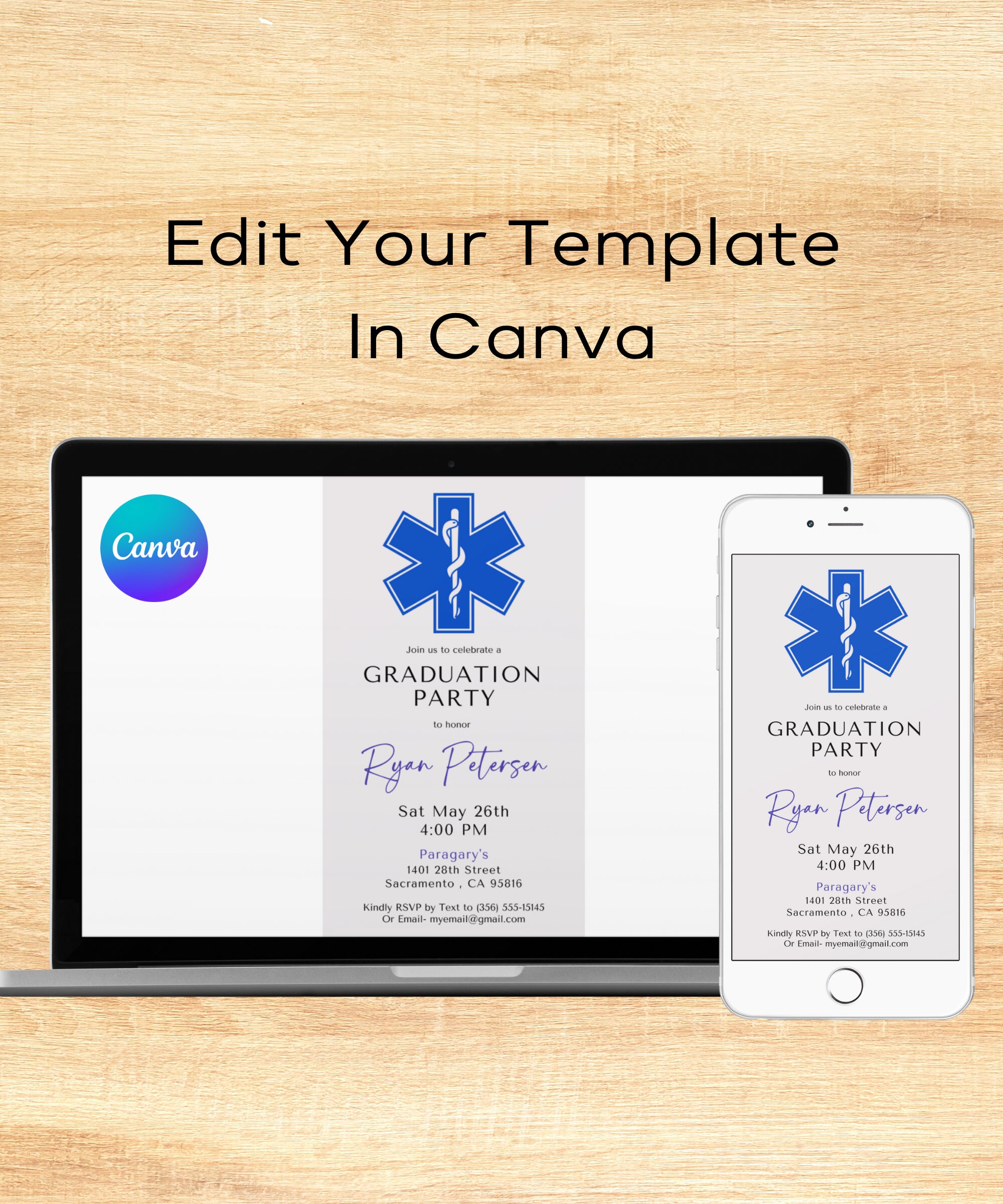 EMT Digital Graduation Party Invitation EMT Party Evite Editable ...