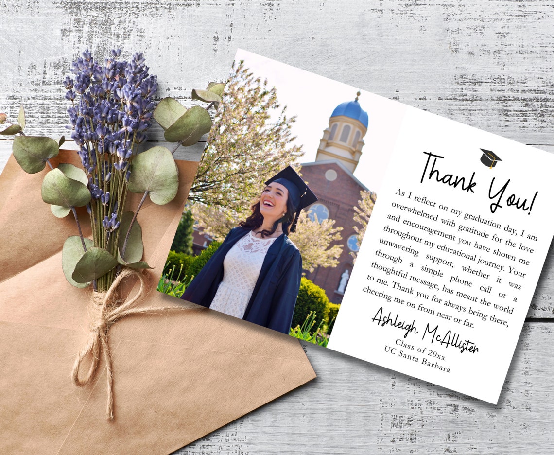 Graduation Thank You Photo Card Printable Template | Modern Graduation ...
