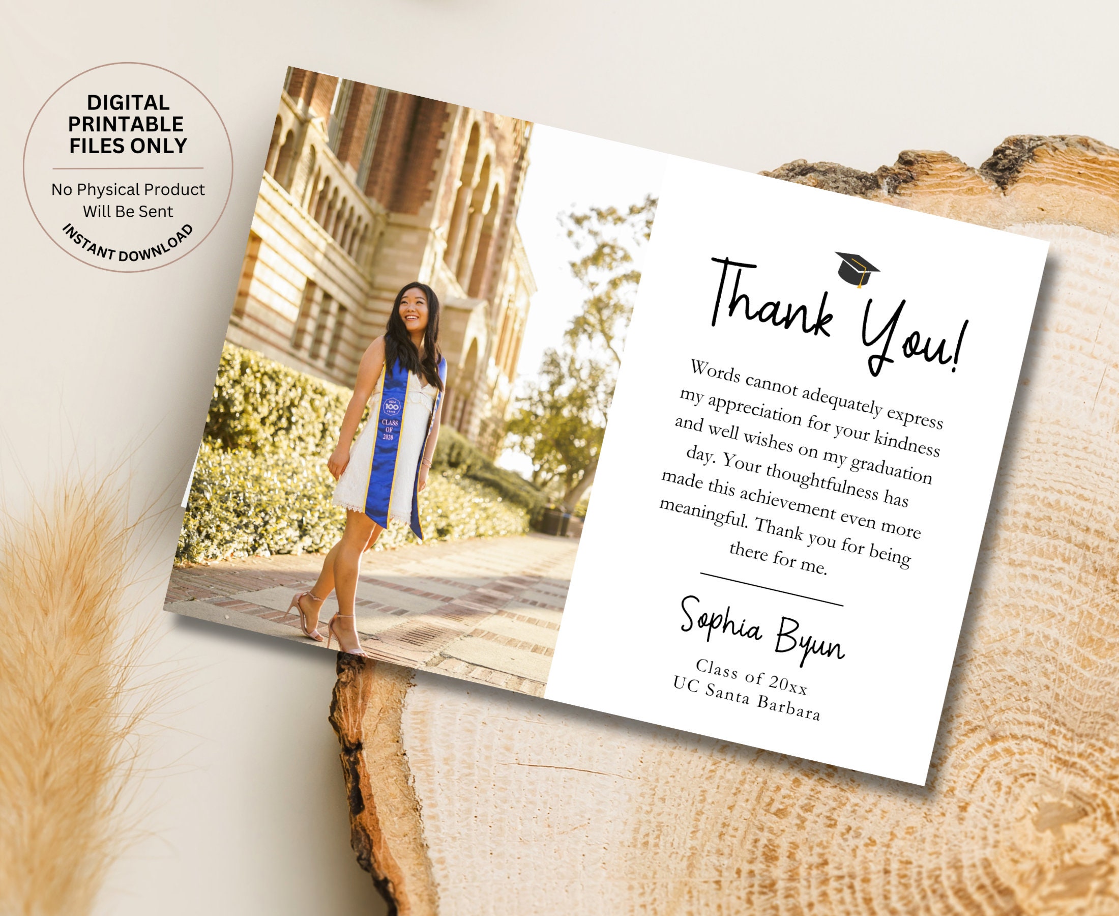 Graduation Thank You Photo Card Printable Template | Modern Graduation ...