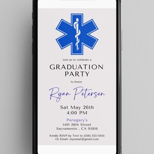 EMT Digital Graduation Party Invitation | EMT Party Evite | Editable ...