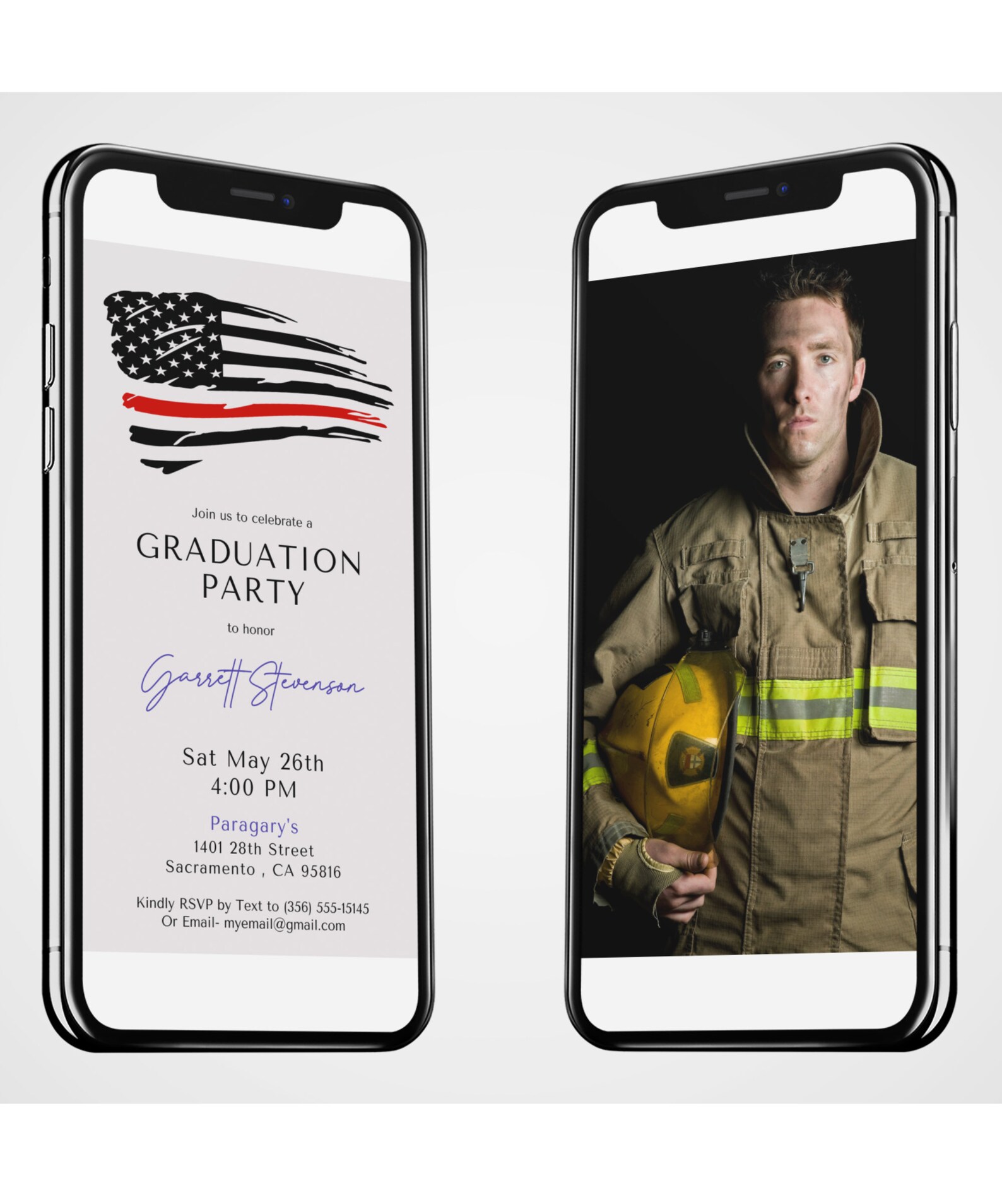 Fireman Graduation Party Invitation | Fire Graduation | Fireman ...