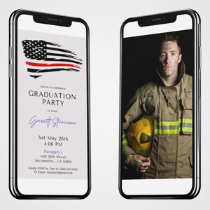 Fireman Graduation Party Invitation | Fire Graduation | Fireman ...