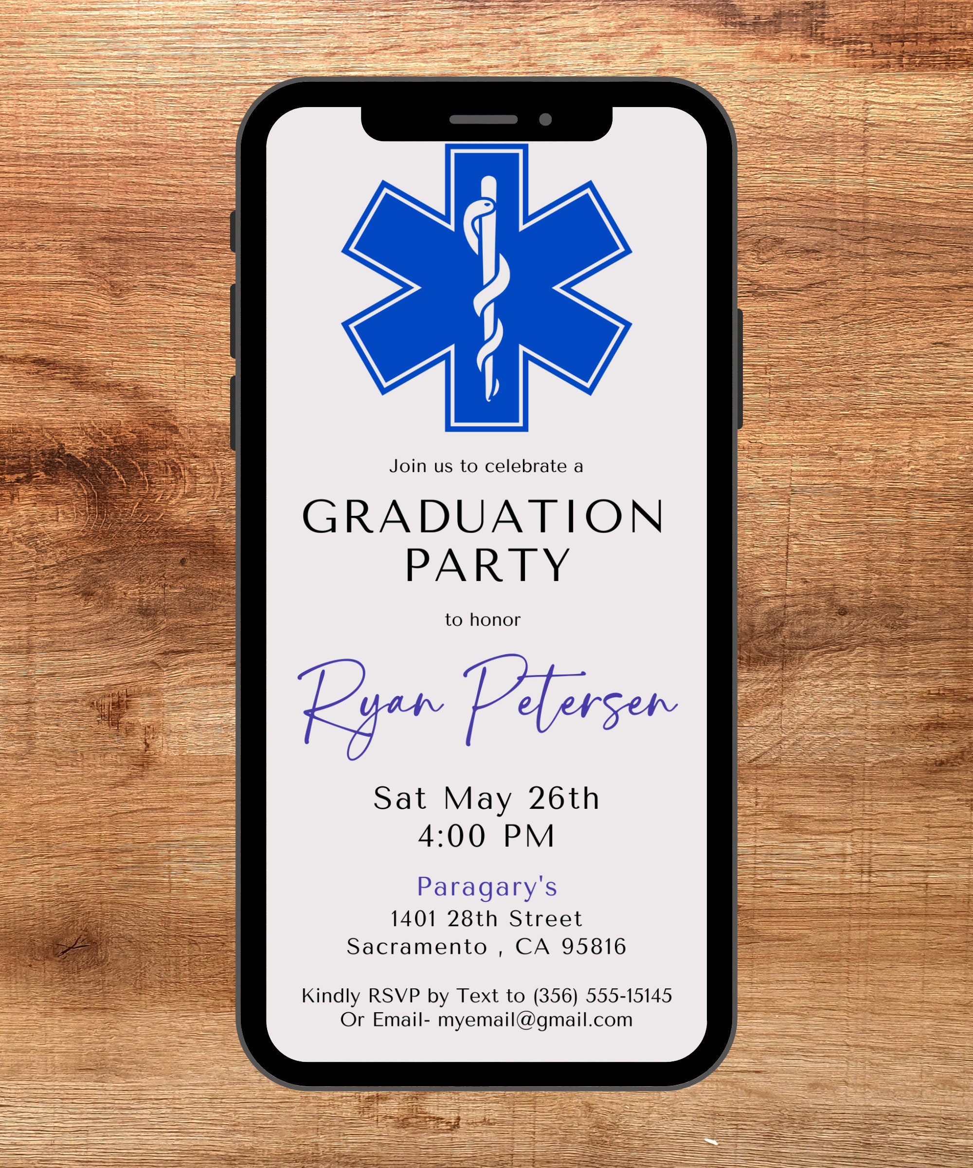 EMT Digital Graduation Party Invitation EMT Party Evite Editable ...
