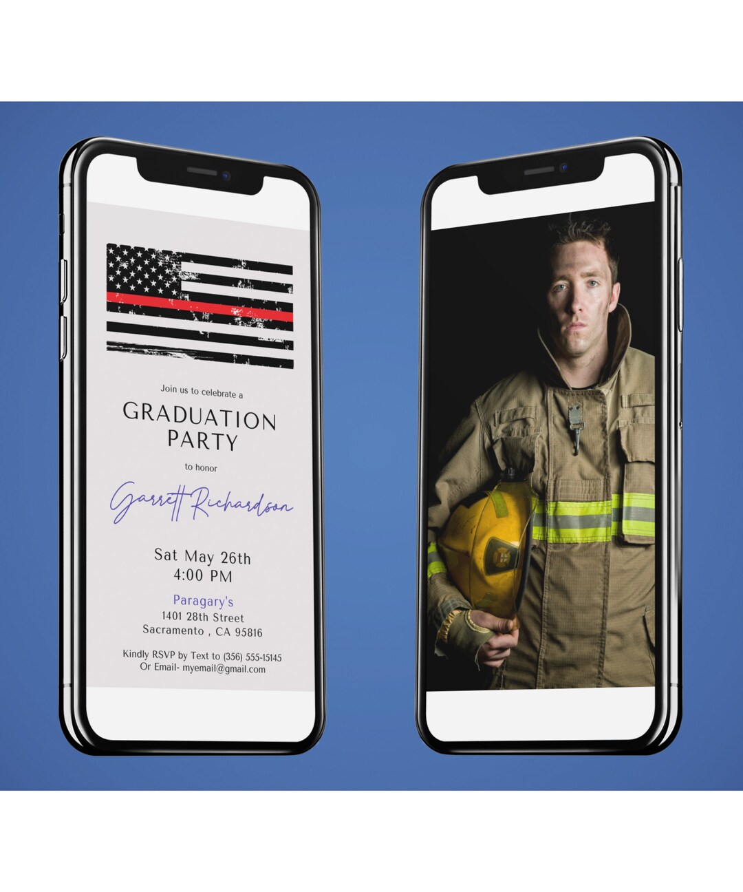 Fireman Graduation Party Invitation | Fire Graduation | Fireman ...