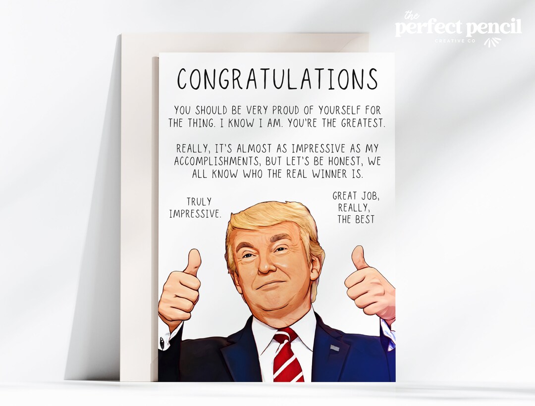 Donald Trump Parody Congratulations Card Funny Accomplishment Cartoon ...