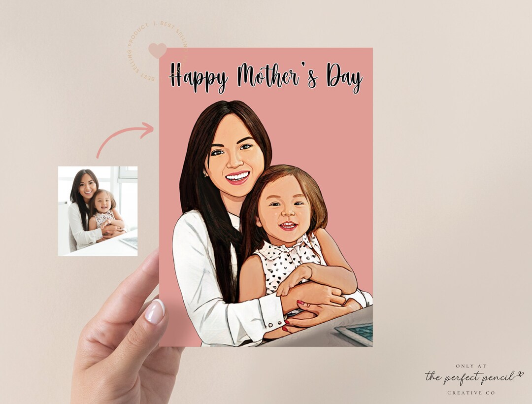 Personalized Cartoon Mother's Day Card Unique Mom Gift Handmade ...