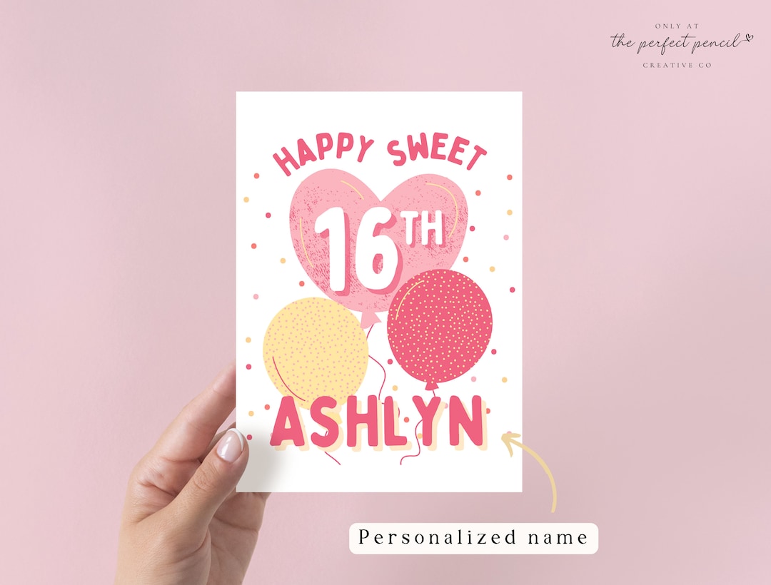 Happy Sweet 16 Personalized Custom Card Sweet Sixteen Birthday Card Sixteenth Birthday Sweet 16 ...