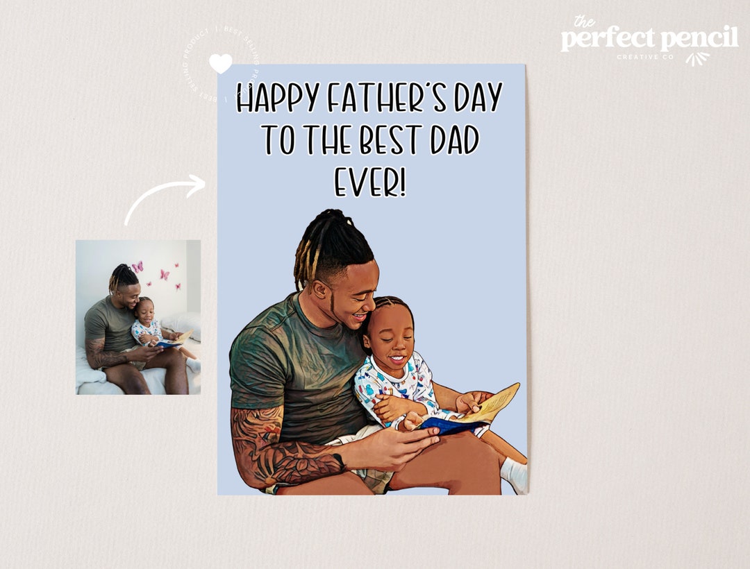 Custom Cartoon Father's Day Card Unique Dad Gift Handmade Greeting Card ...