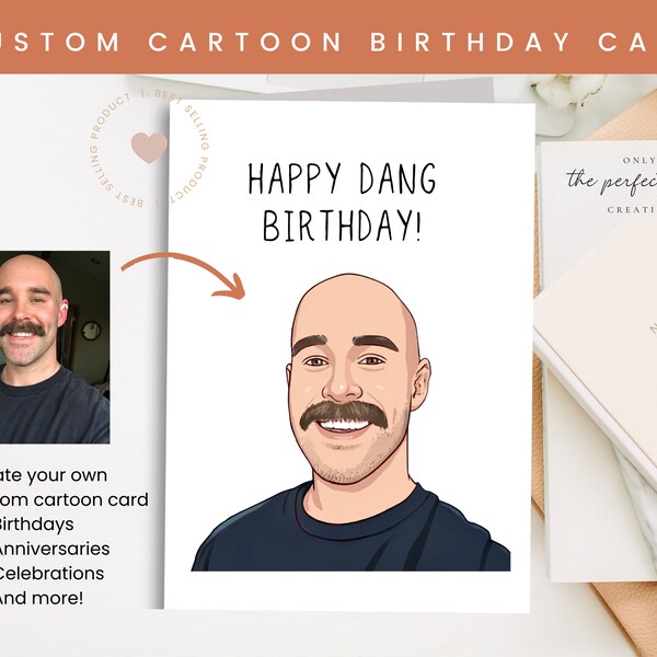 Custom Cartoon Birthday Card - Etsy