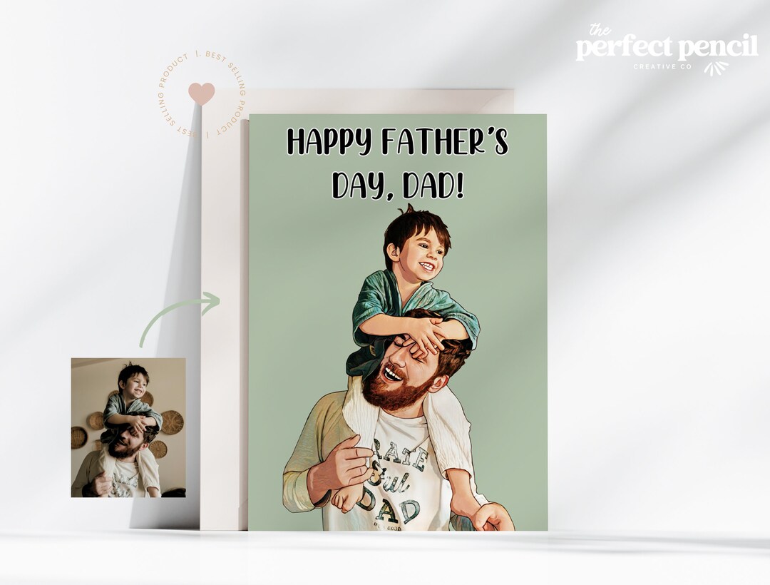 Personalized Cartoon Father's Day Card Unique Dad Gift Handmade ...