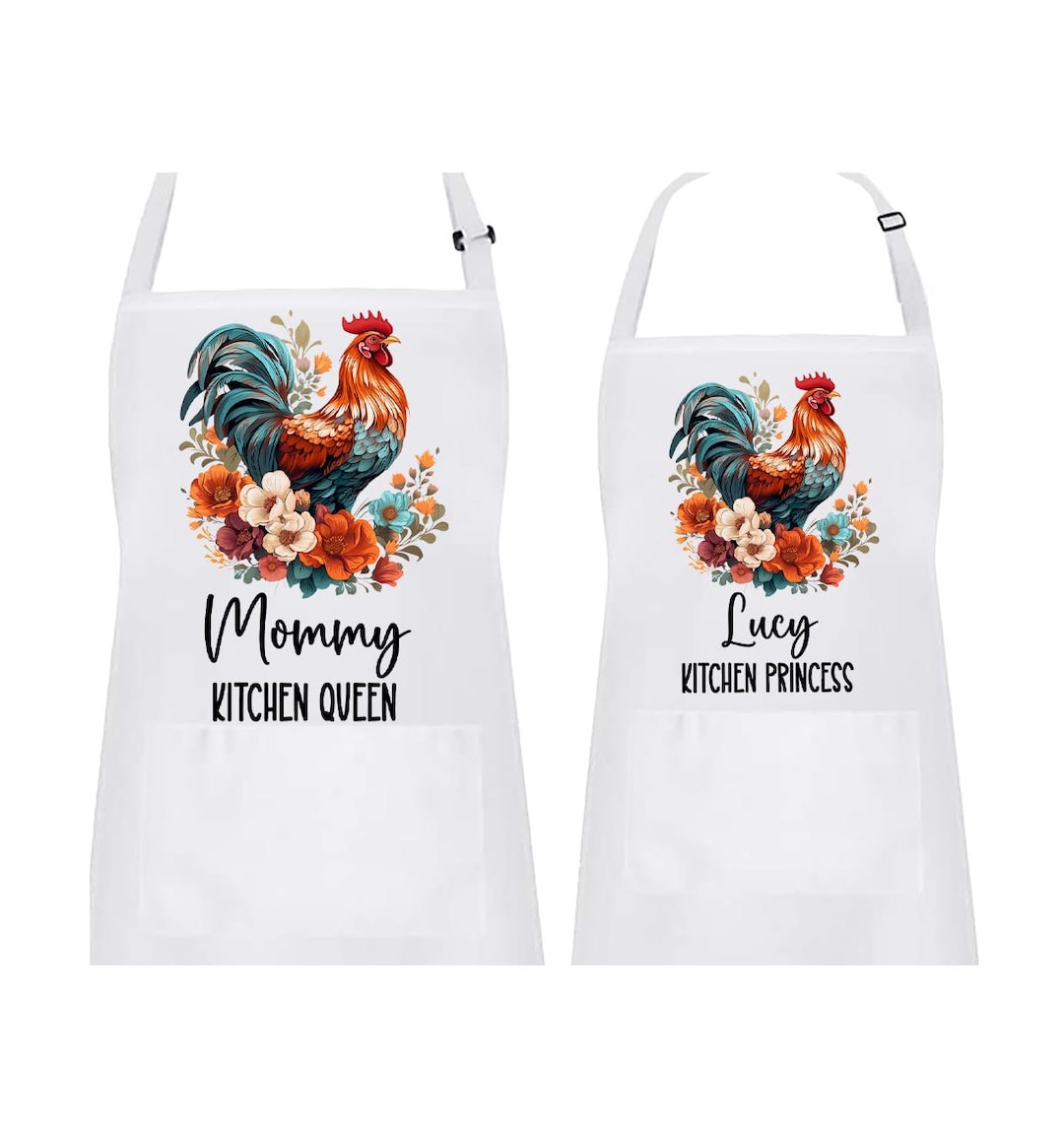 Floral Chicken Apron: Mommy and Me Matching Chef Aprons With Pockets - Etsy