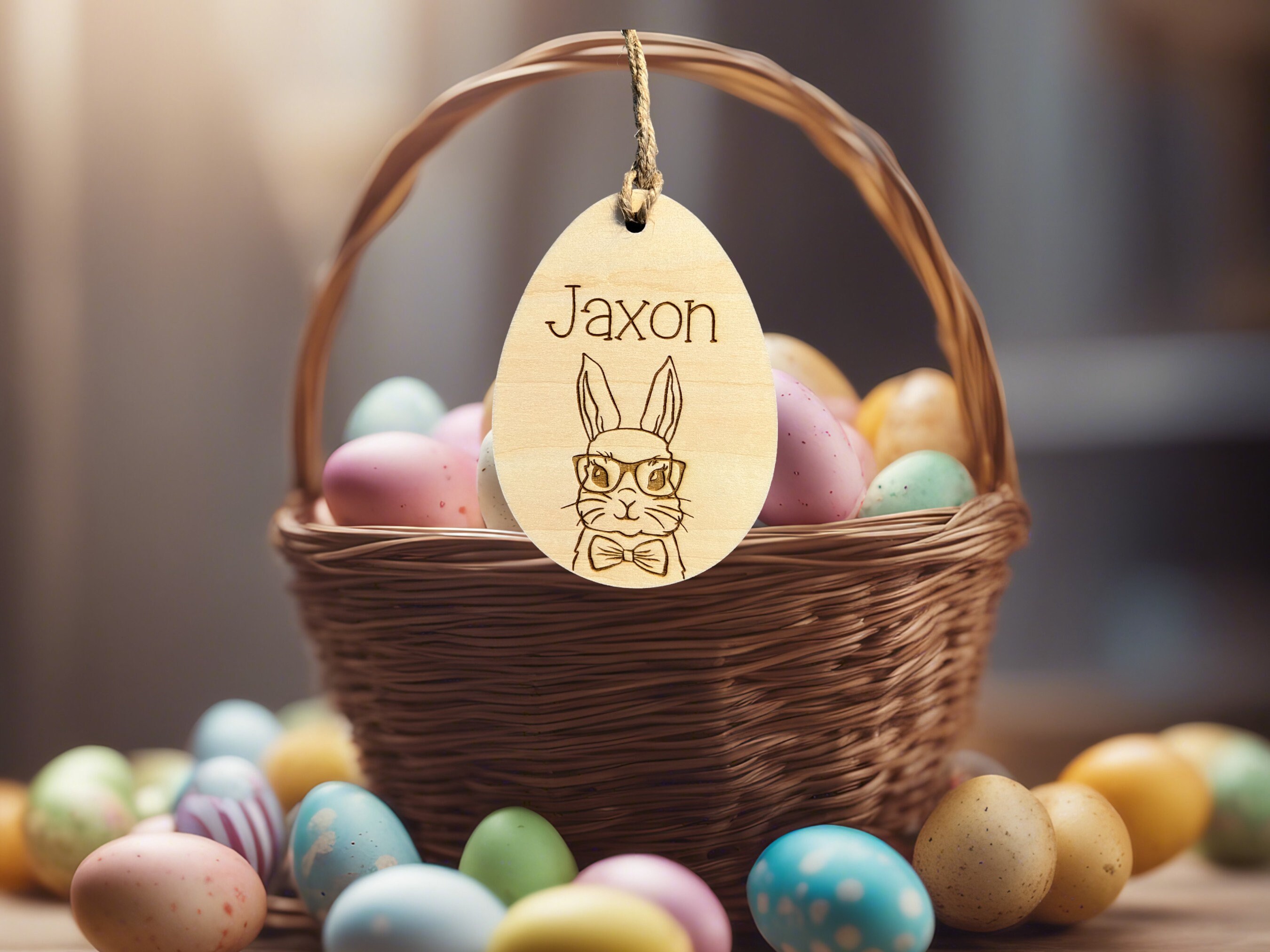 Personalized Easter Bunny Name Tag, Easter Basket Tag, Engraved Egg ...