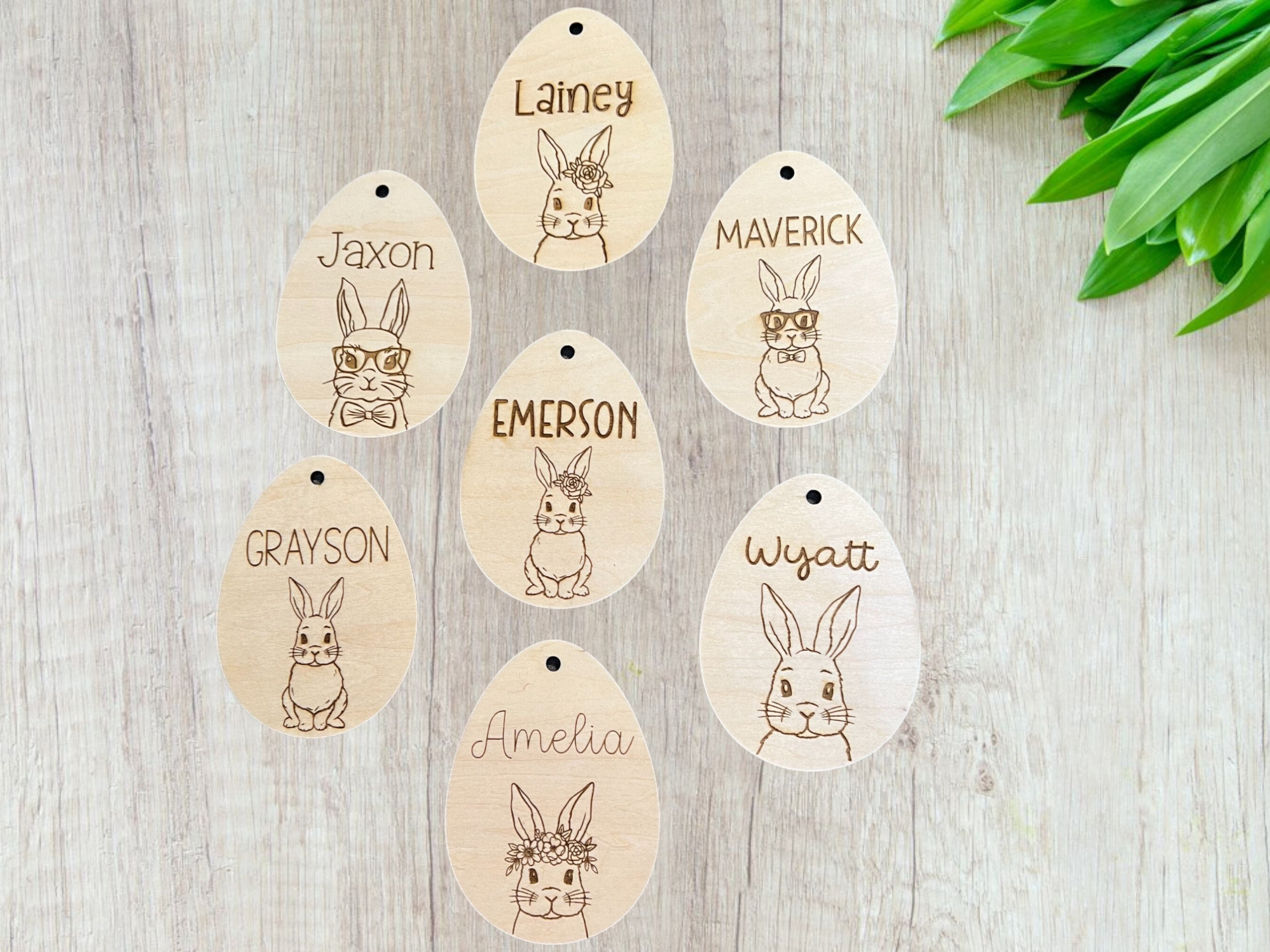 Personalized Easter Bunny Name Tag, Easter Basket Tag, Engraved Egg ...