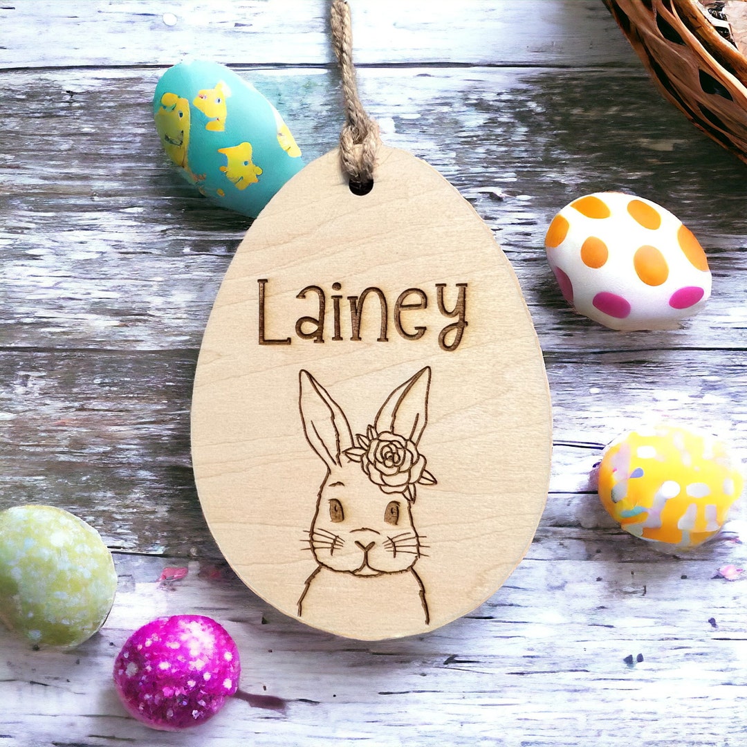 Personalized Easter Bunny Name Tag, Easter Basket Tag, Engraved Egg ...