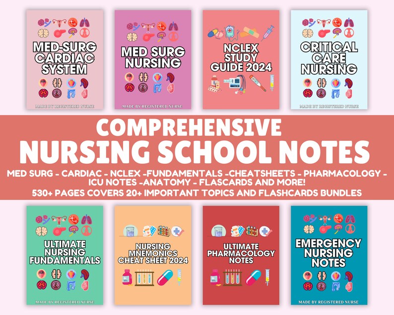 Comprehensive Nursing School Bundle With Hyperlinked | Study Guide Bundle | Nursing School Note ...