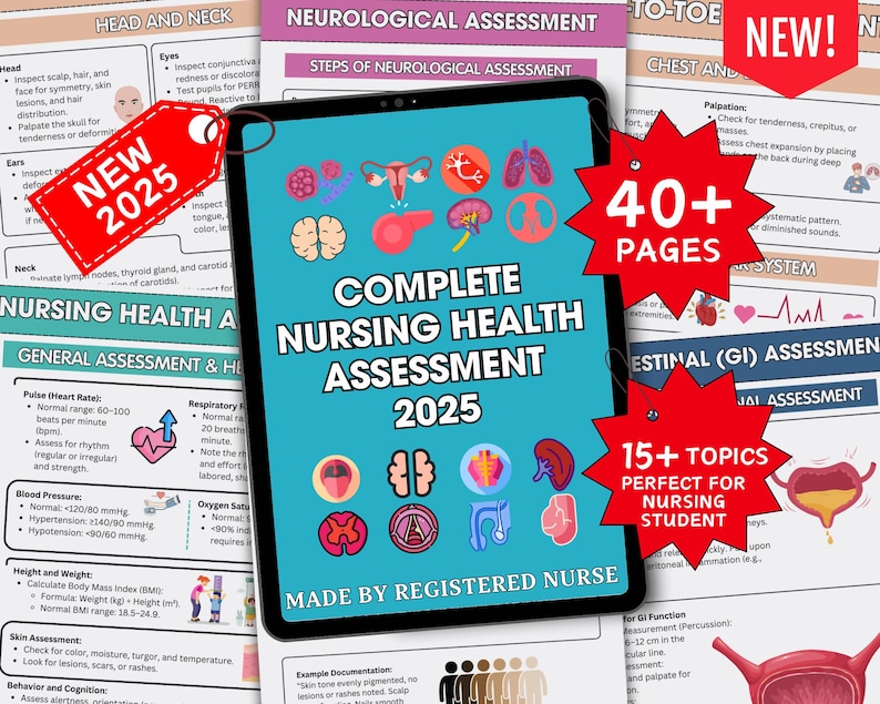 Health Assessment Nursing Bundle, Nurse Assessment, Nursing Notes ...