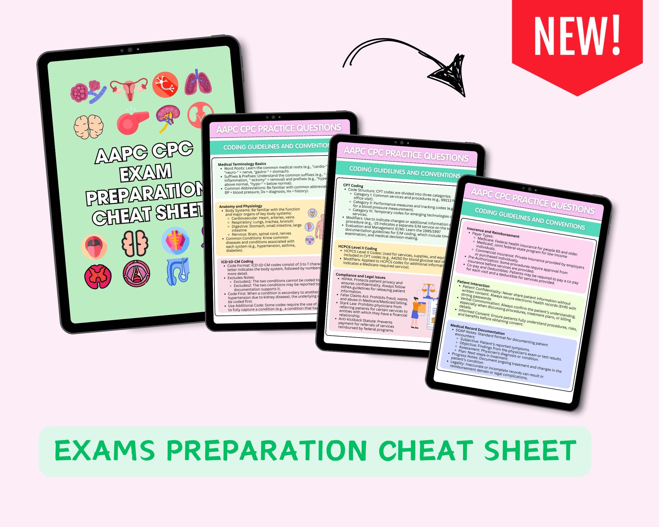 AAPC CPC 2025 Practice Questions With Exams Cheat Sheet - NEW Edition ...