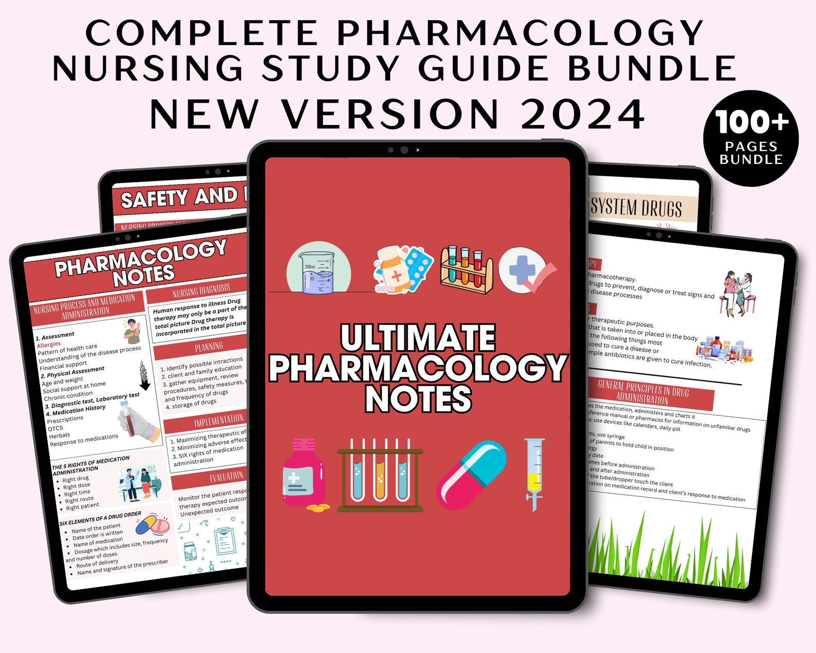 Pharmacology Study Guide Bundle 100+ Pages, Pharmacology Notes, Nursing ...