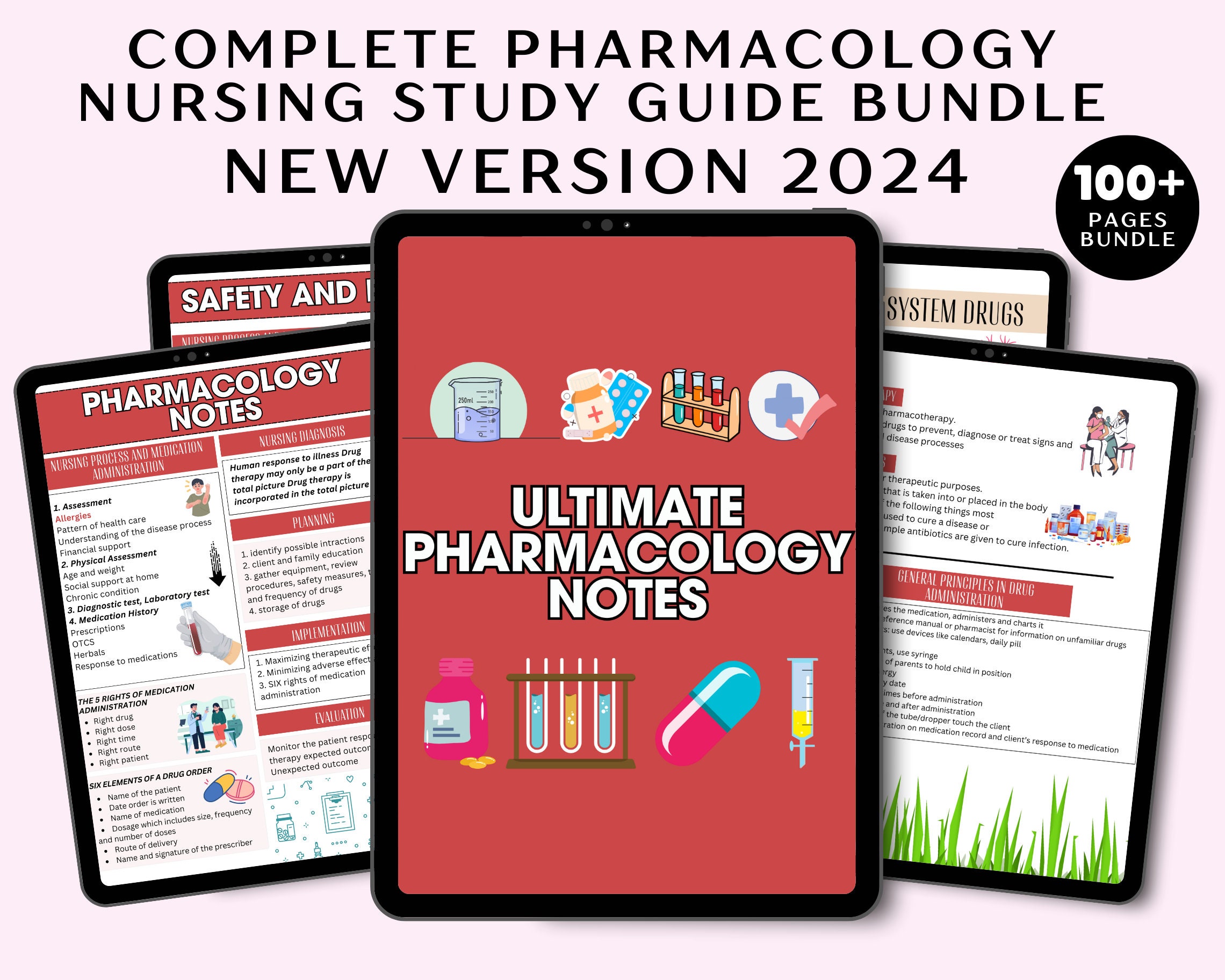 Pharmacology Study Guide Bundle 100+ Pages, Pharmacology Notes, Nursing ...