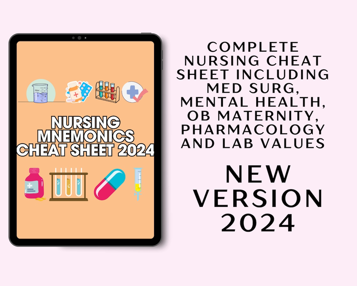 Nursing Mnemonics Cheat Sheet Bundle, Nursing Study Guide, Med Surg ...