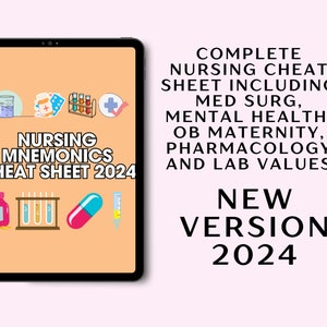 Nursing Mnemonics Cheat Sheet Bundle, Nursing Study Guide, Med Surg ...