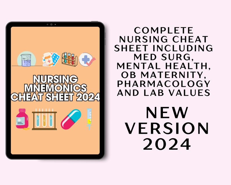 Nursing Mnemonics Cheat Sheet Bundle, Nursing Study Guide, Med Surg ...