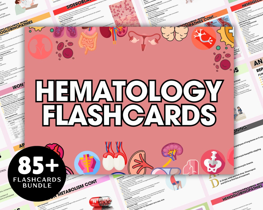 Complete Hematology Flashcards 2024, 90+ Pages, Nursing School Notes ...