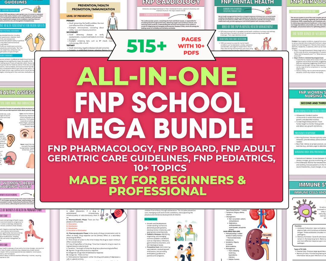 FNP Exam Mega Bundle, Pharmacology, Pediatrics, Women's Health (PDF ...