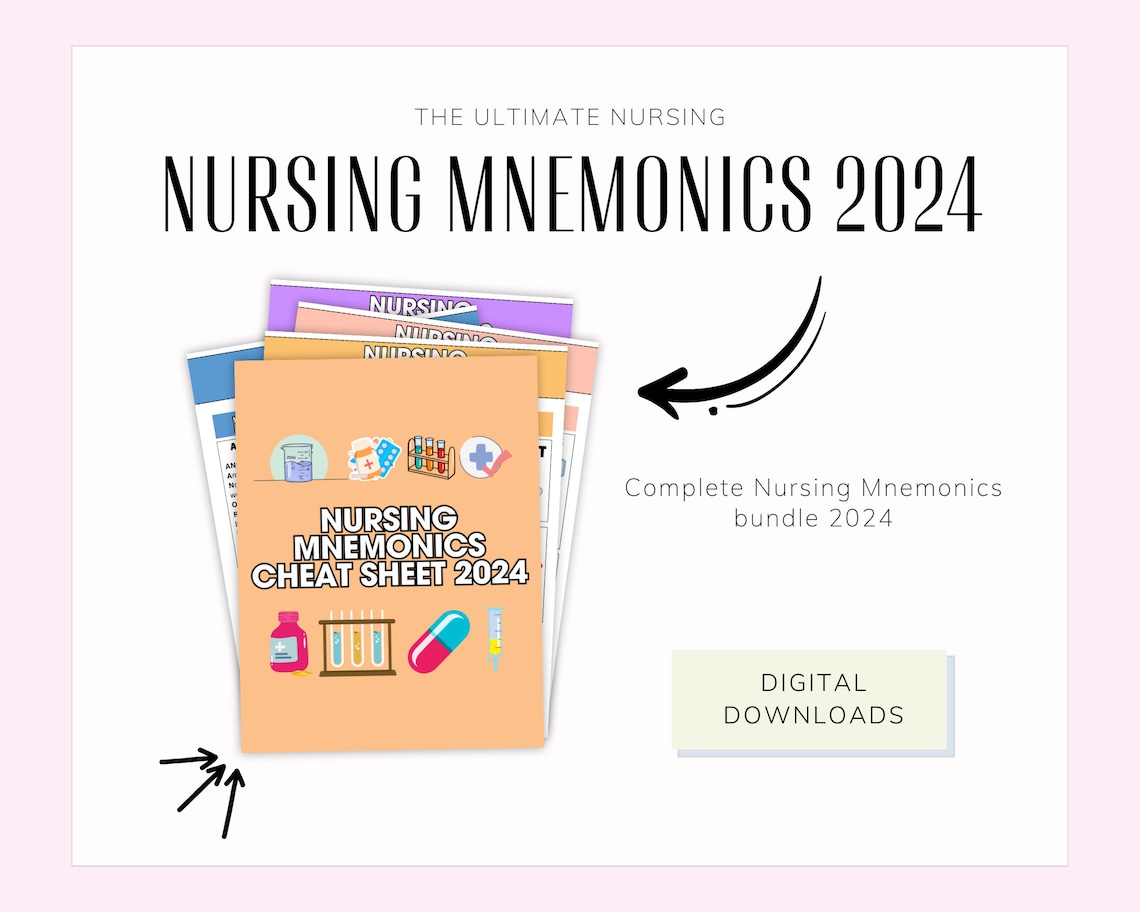 Nursing Mnemonics Cheat Sheet Bundle, Nursing Study Guide, Med Surg ...