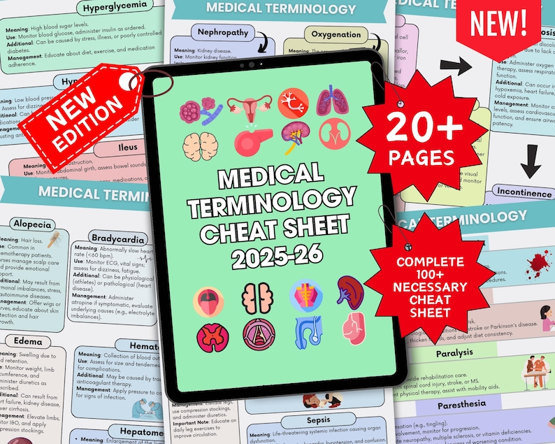 Medical Terminology Cheat Sheet, Paramedic Study Guide (digital ...
