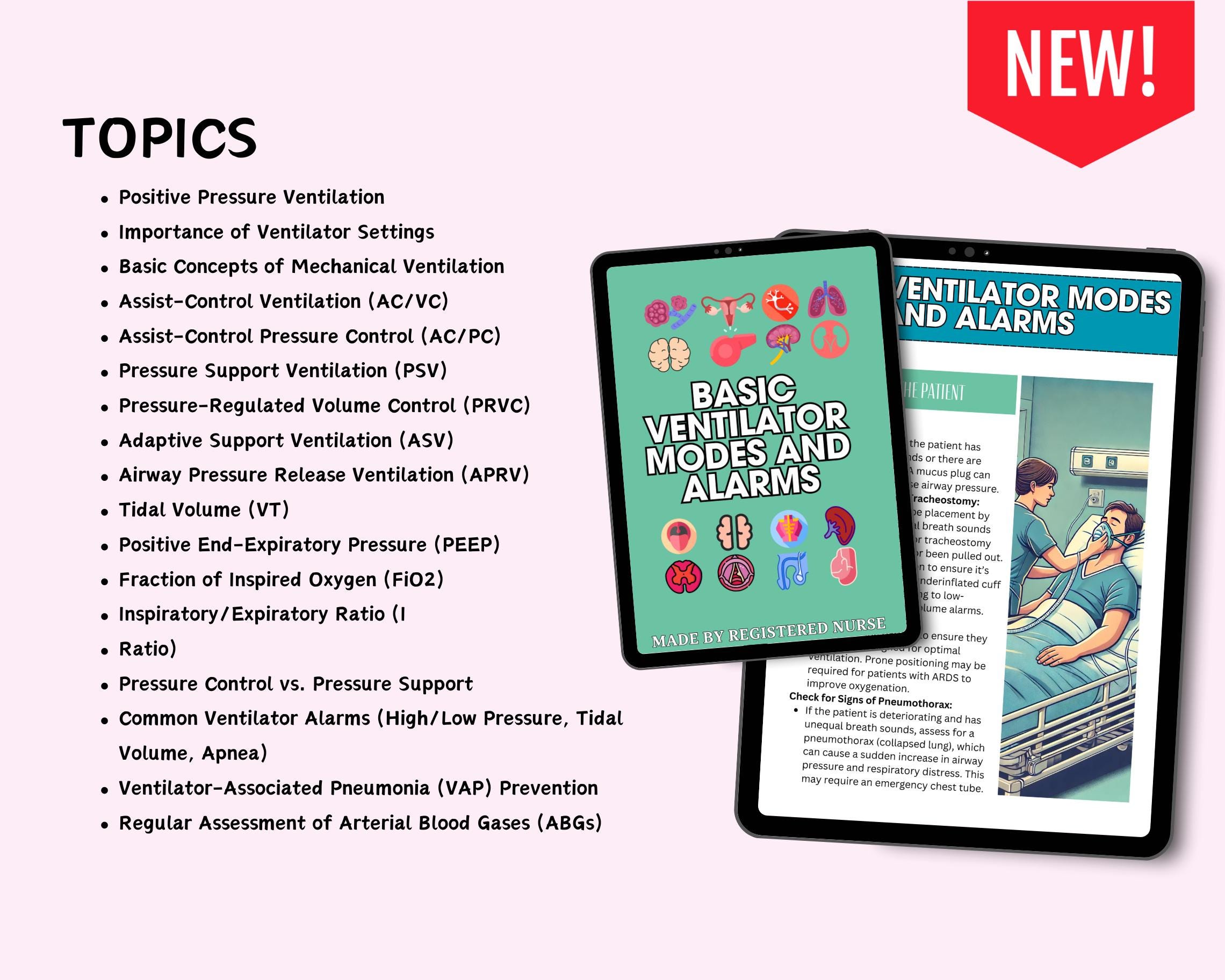 Ventilator Cheat Sheet | Nurse Study Note Guide | NCLEX Prep Sheet ...