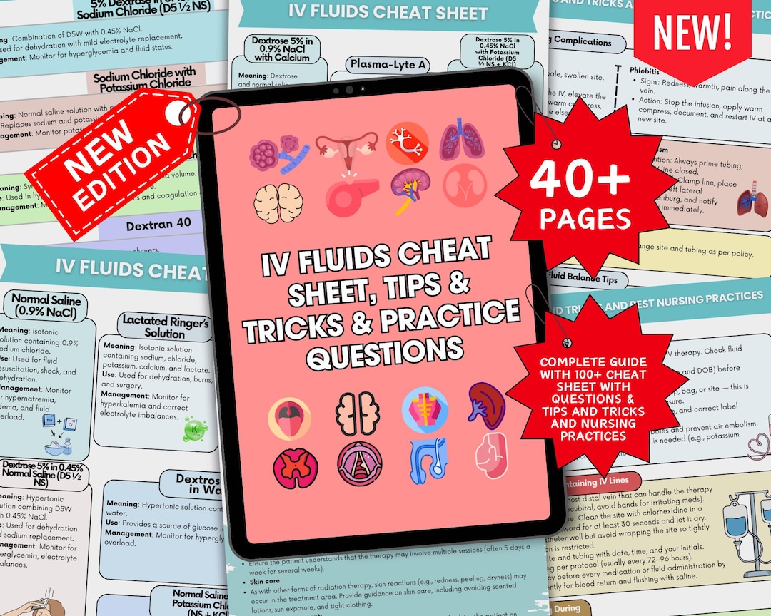 IV Fluids Cheat Sheets, Nursing Guide With Tips & Tricks (digital ...