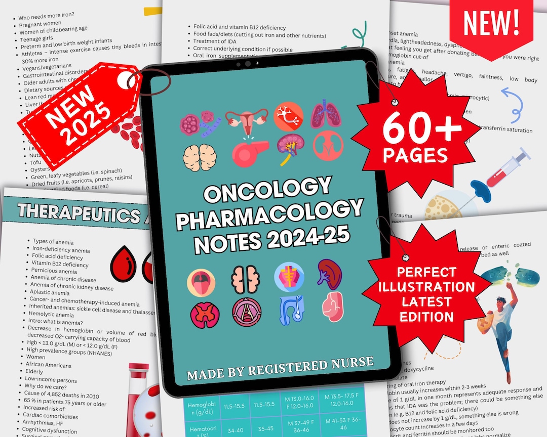 Oncology Pharmacology Nursing Bundle Notes, 60+ Pdf Pages NCLEX Notes ...