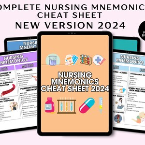 Nursing Mnemonics Cheat Sheet Bundle, Nursing Study Guide, Med Surg ...