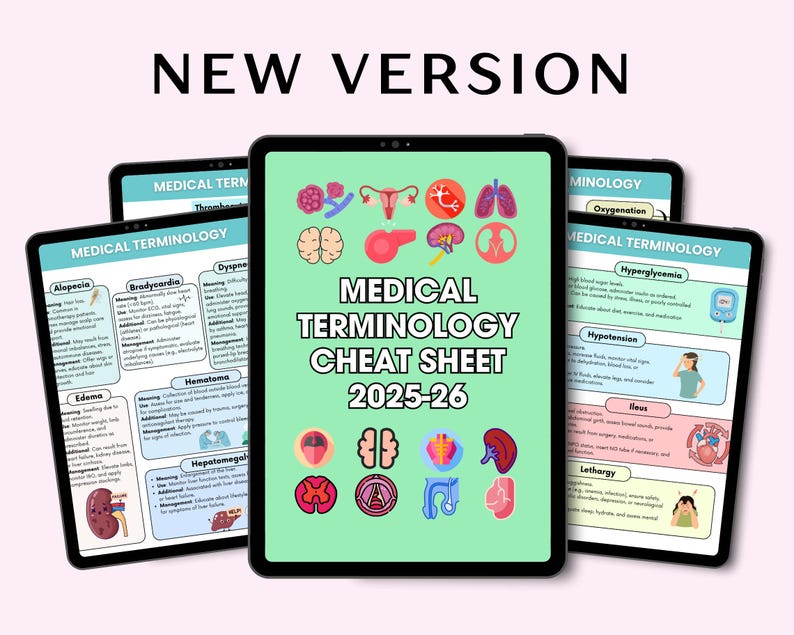 Medical Terminology Cheat Sheet, Prefixes, Suffixes, Abbreviations, EMS ...