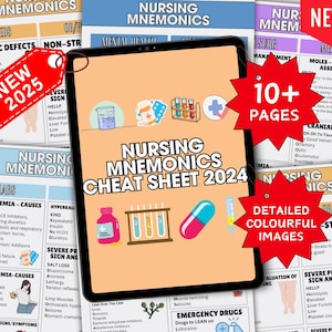 Nursing Mnemonics Cheat Sheet Bundle, Nursing Study Guide, Med Surg ...