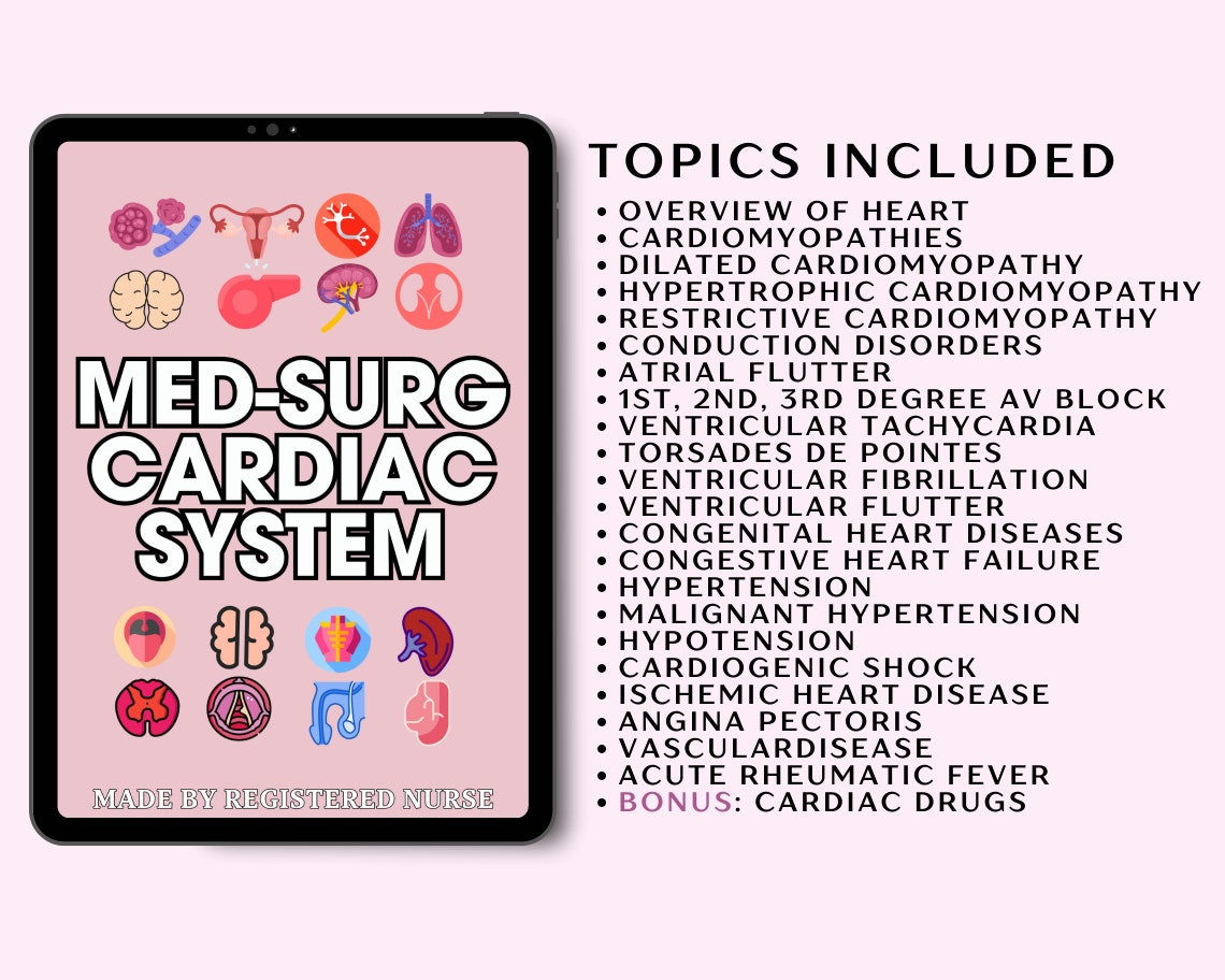 Cardiac Nursing Notes Bundle, Cardiovascular System, Med Surg (2025) - Etsy