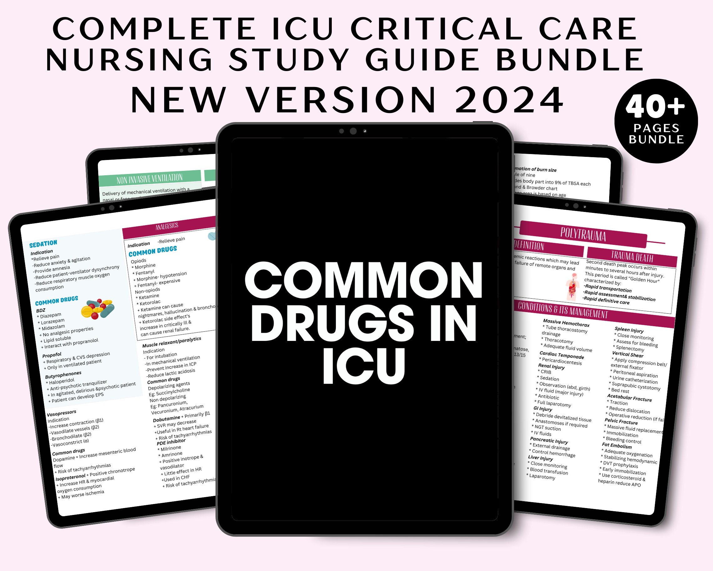 Critical Care Nursing 2024 Edition, ICU Study Guide, Med Surg, Nursing ...
