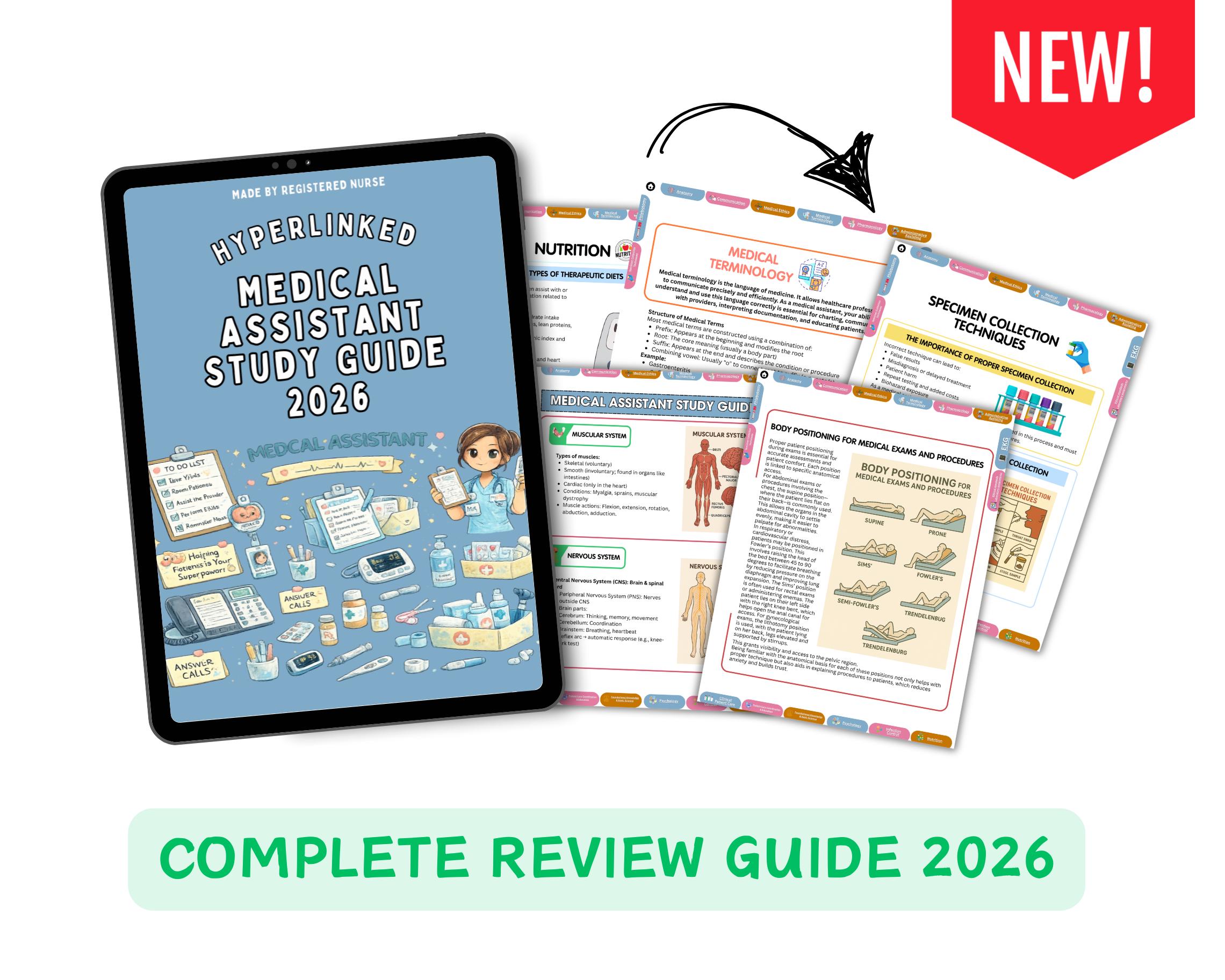 Medical Assistant Study Guide, 200+ Topics, 2026 Hyperlinked, UPGRADED ...